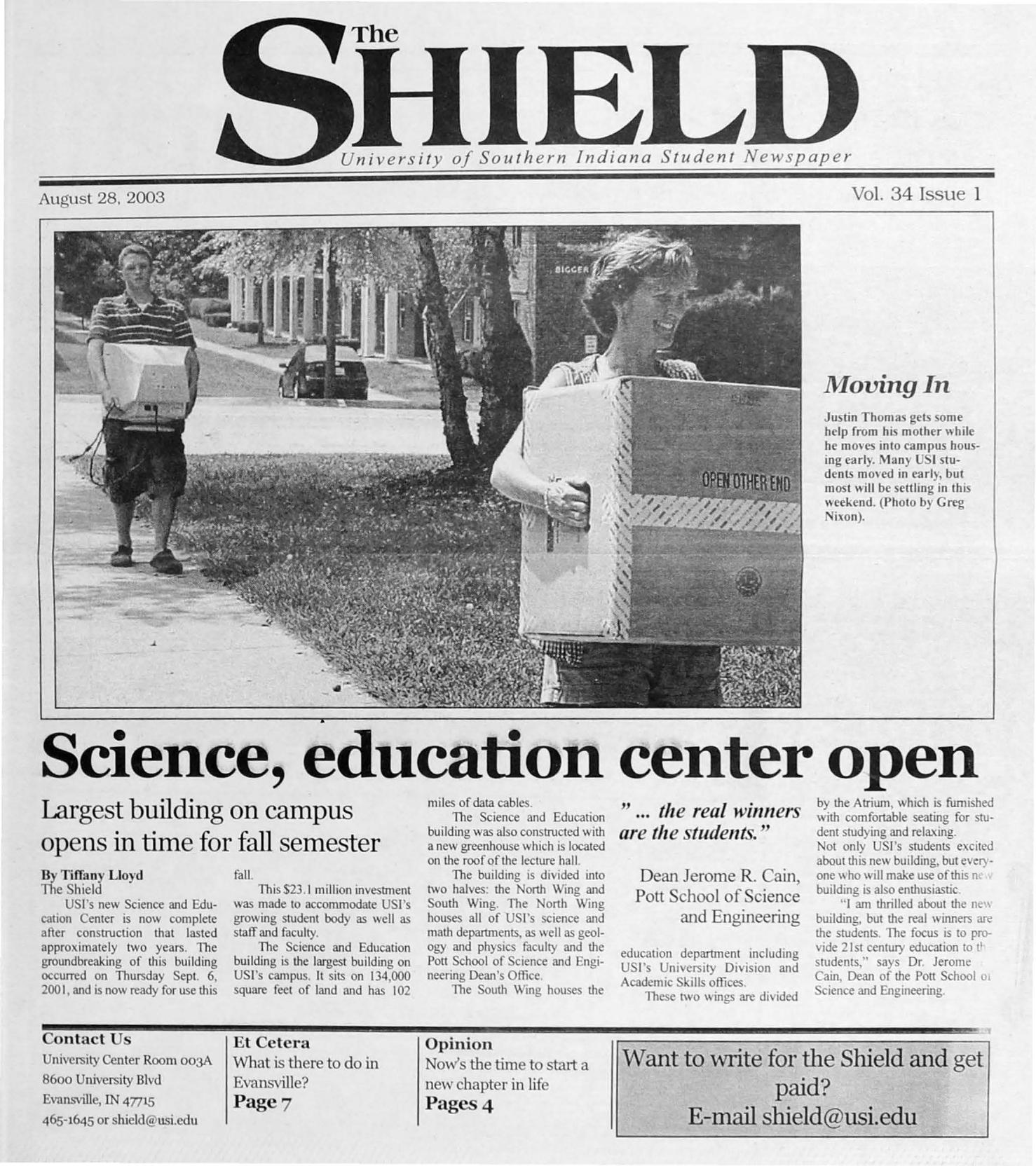 "The Shield" Student Newspaper (2003-08-28)