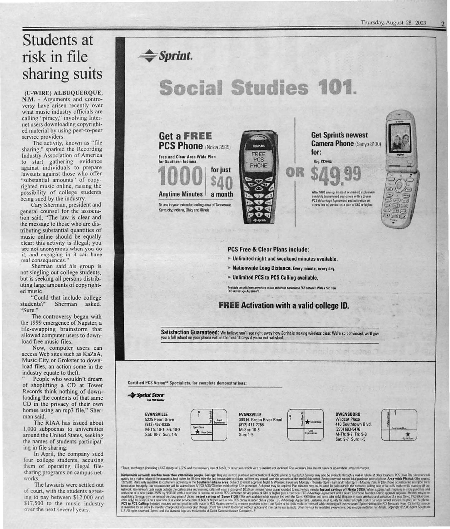 "The Shield" Student Newspaper (2003-08-28)
